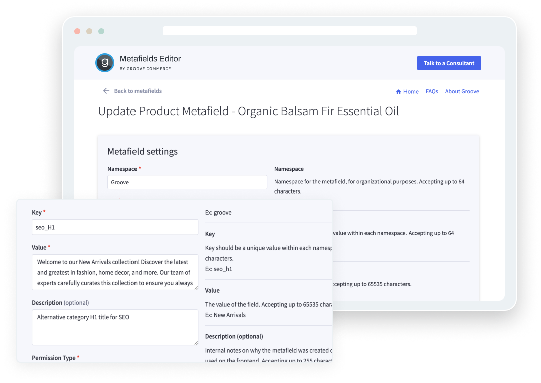 Free BigCommerce Metafields Editor App - Groove Commerce